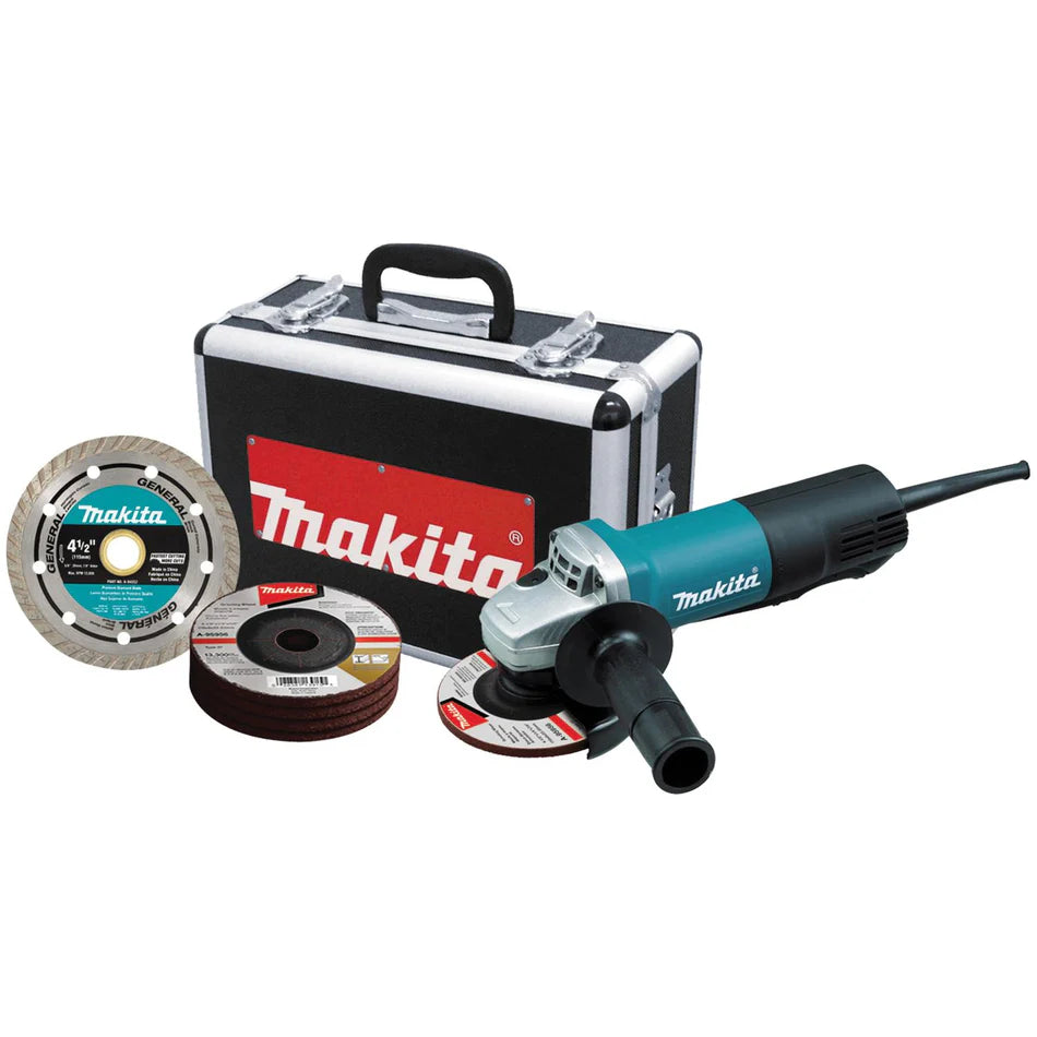 Makita 9557PBX1 Cut‑Off Angle Grinder, Tool/Kit: Kit, 4-1/2 in Dia Whe